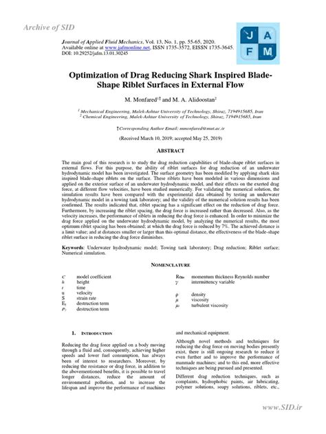 Optimization Of Drag Reducing Shark Inspired Blade Shape Riblet