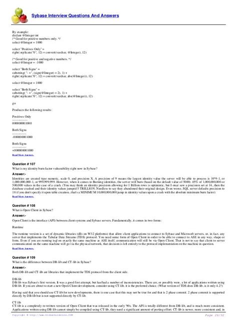 sybase dba interview questions and answers epub