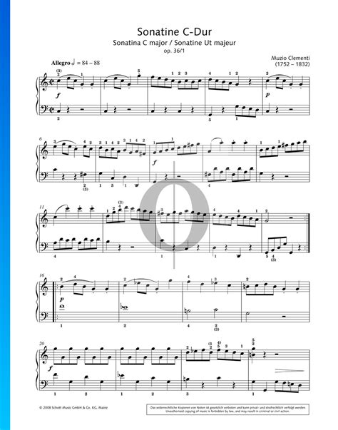 Sonatine In C Major Op 36 No 1 Muzio Clementi Piano Sheet Music