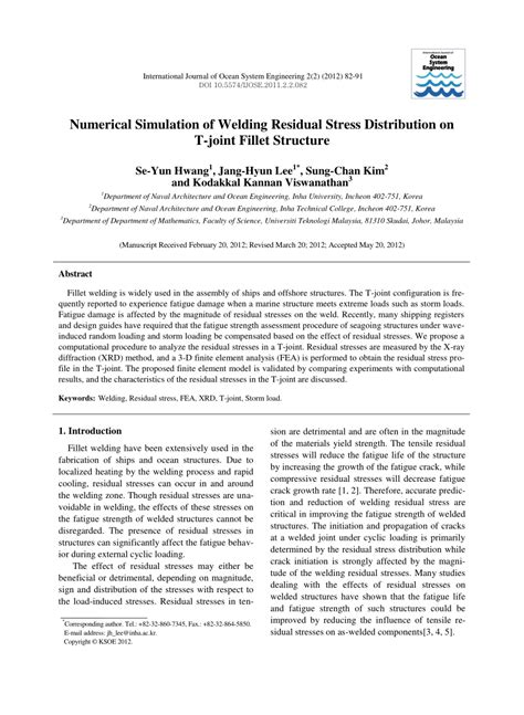 Pdf Numerical Simulation Of Welding Residual Stress Distribution On T