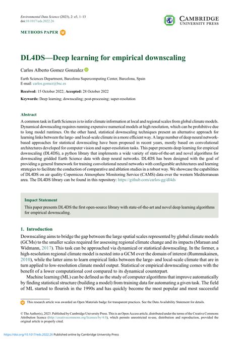 Pdf Dl4ds—deep Learning For Empirical Downscaling