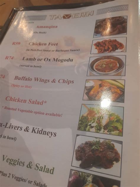 Menu At Tavern Restaurant Soweto Chris Hani Rd