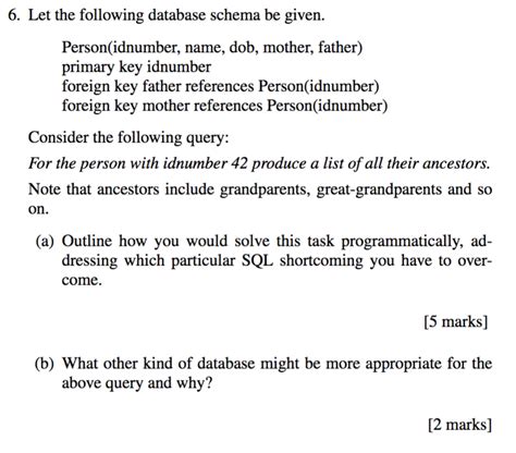Solved Let The Following Database Schema Be Given Chegg Com