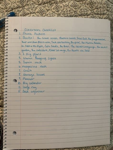 Classroom Checklist Classroom Checklist Classroom Checklist