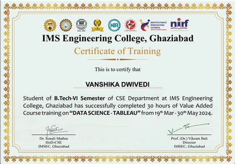 Vanshika Dwivedi On Linkedin Datascience Tableau Training Ims Engineering Datavisualization