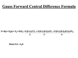 Gauss Forward And Backward Central Difference Interpolation Formula PPTX
