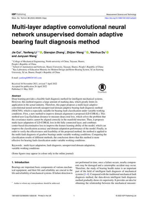 Multi Layer Adaptive Convolutional Neural Network Unsupervised Domain Adaptive Bearing Fault