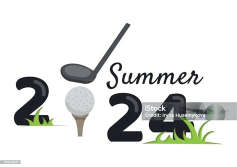 2024년 여름 하계 올림픽 골프 대회 공과 골프 클럽을 가진 밝은 벡터 Illustration 2024년에 대한 스톡 벡터 아트 및 기타 이미지 Istock