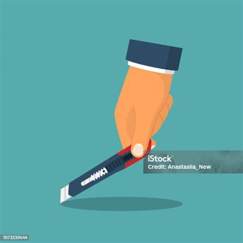 칼 종이 손에 들고입니다 공예칼에 대한 스톡 벡터 아트 및 기타 이미지 공예칼 사람들 상자 Istock