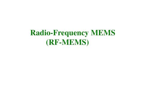 PDF Radio Frequency MEMS RF MEMS Maecourses Ucsd Edu Pbandaru Mae Sp Class Si