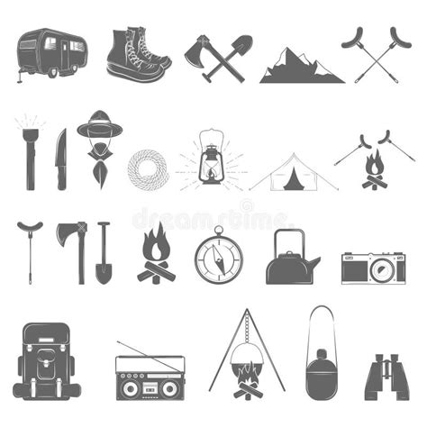 Outdoor Recreation Vector Icon Set Stock Vector Illustration Of