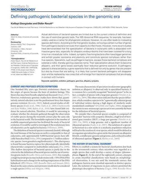 Pdf Defining Pathogenic Bacterial Species In The Genomic Era