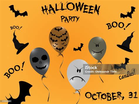 으스스한 해피 할로윈 포스터 만화 추상적 인 배경 인사말 및 파티 초대 카드 전단지 포스터 그래픽 벡터 일러스트 라리온 귀여운 캐릭터와 심폴 휴일 엽서 10월에 대한 스톡