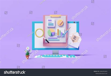 3d Computer Charts Graph Analysis Business Stock Illustration 2041051622 Shutterstock