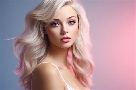 Premium Ai Image Doll Sensual Girl Emotional Close Up Portrait With Pink Background Closeup