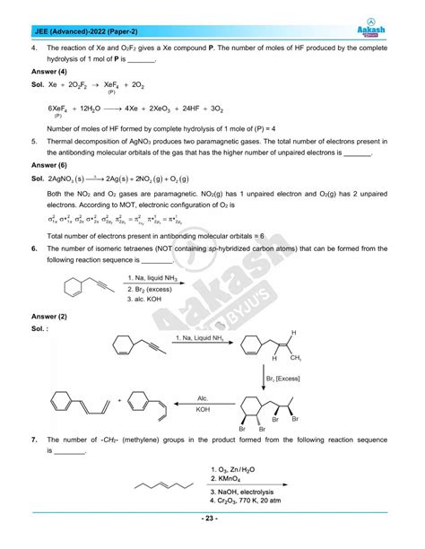 JEE Advanced Question Paper 2022 Chemistry Paper 2 With Solutions