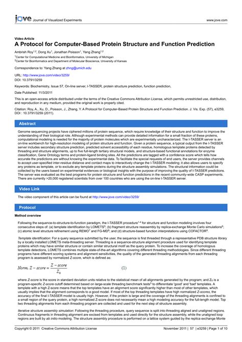 Pdf A Protocol For Computer Based Protein Structure And Function