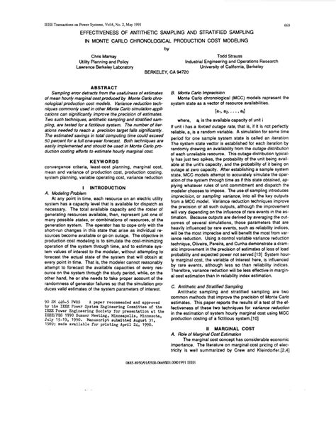 Pdf Effectiveness Of Antithetic Sampling And Stratified Sampling In Monte Carlo Chronological