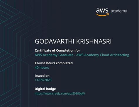 krishnasri godavarthi on linkedin awsacademy cloudarchitecting