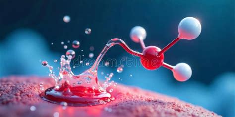 Molecular Structure With Droplets And Splash Creates Dynamic