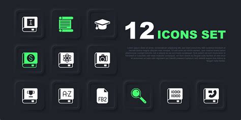 프로그래밍 전화 번호부 물리학 돋보기 금융 번역기 법령 양피지 스크롤 및 Fb2 파일 아이콘에 대한 책을 설정합니다 벡터 0명에 대한 스톡 벡터 아트 및 기타 이미지