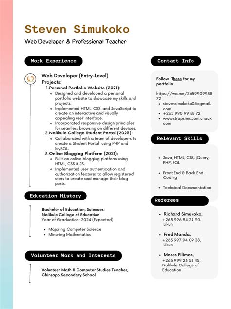 web developer cv pdf websites world wide web