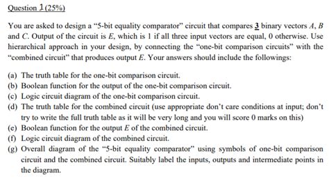 solved question 1 25 you are asked to design a “5 bit