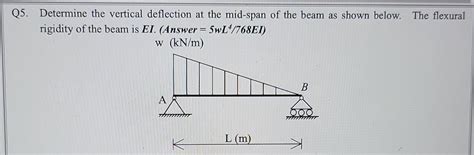 Solved 5 Determine The Vertical Deflection At The Mid Span