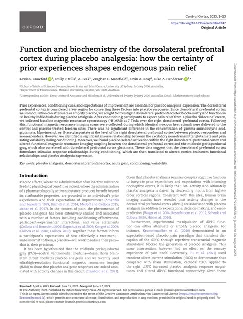 Pdf Function And Biochemistry Of The Dorsolateral Prefrontal Cortex
