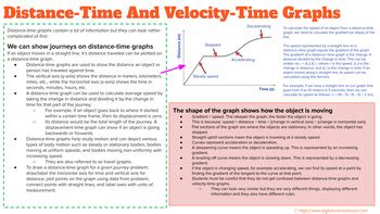 Distance Time And Velocity Time Graphs Shape Examples TPT