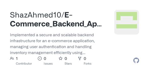 Github Shazahmed10e Commercebackendapplication Implemented A