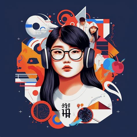 Premium Ai Image A Woman With Glasses And A White Shirt With A Picture Of A Woman Wearing Glasses