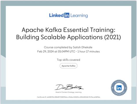 Just Finished This Course “apache Kafka Essential Training Building… Satish Dhekale
