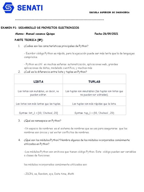 Examen Pdf Python Lenguaje De Programación Informática