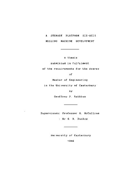Pdf A Stewart Platform Six Axis Milling Machine Development Geoffrey Rathbun