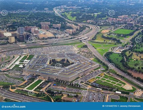 Vista Aérea De Los Estados Unidos Pentágono Las Jefaturas Del