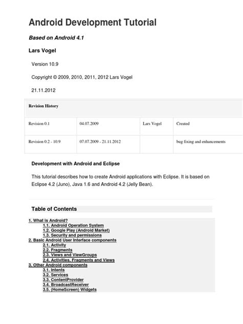 Android Development Tutorial Pdf Android Operating System Eclipse Software