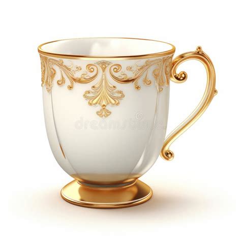 Elegant Gold And White Traditional Coffee Cup With Realistic Detailing