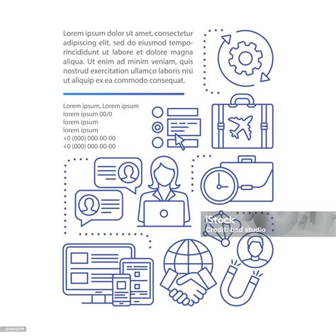 프리랜서 기사 페이지 벡터 템플릿입니다 온라인 작업 원격 작업 브로셔 잡지 선형 아이콘과 텍스트 상자소책자 디자인 요소 인쇄