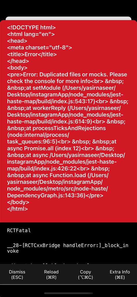 ios error duplicated files or mocks please check the console for