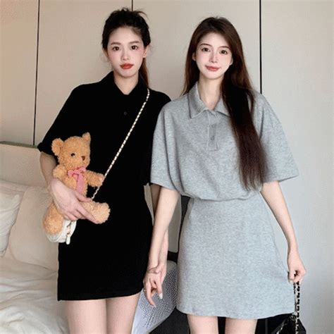 밀키부 여름신상빅사이즈 심플리 카라 반팔원피스 꾸안꾸 대학 새내기룩 회색 블랙 허리잘록 숏원피스 밴딩 베이직 무지 추리닝원피스 데일리룩 편한 코디 가오리핏 루즈핏