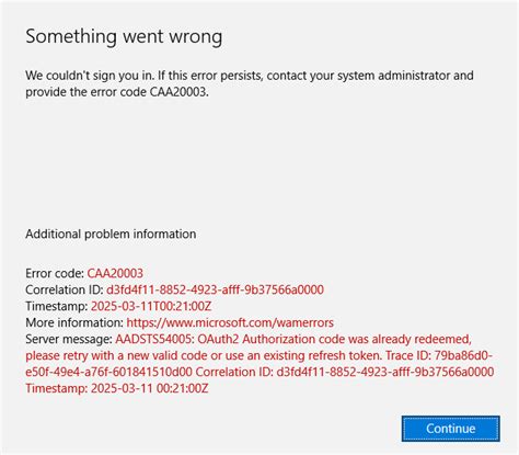 oauth2 error when connecting to azure virtual desktop via windows app