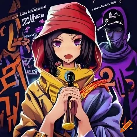 Grafitti Of Anime Girl With Wu Tang Clan Theme On Craiyon