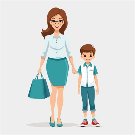 Vector De Madre E Hijo En Fondo Blanco Vector Premium
