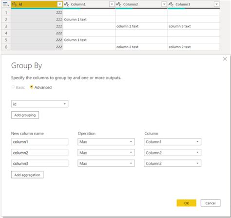 Powerbi Excel Combine Rows Based On Id With No Loss Of Data Which Is Spread Across Columns