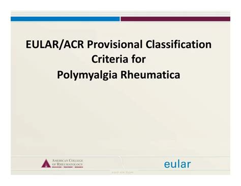 [ppt] Eular Acr Provisional Classification Criteria For Polymyalgia Powerpoint Presentation