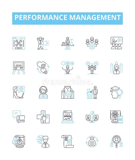 Performance Management Vector Line Icons Set Performance Management