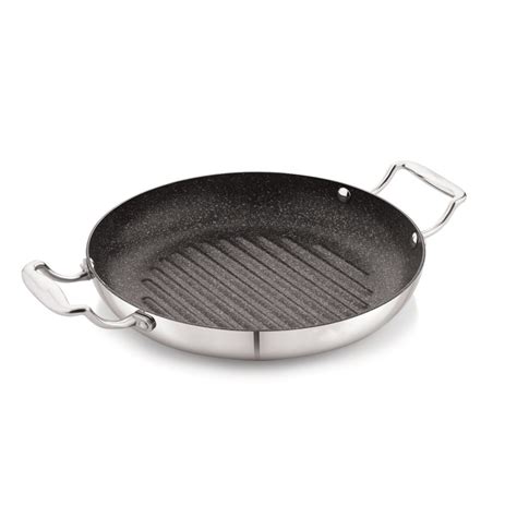 Buy Chefs Delight Tri Ply Stainless Steel Round Grill Pan With Quantanium Non Stick Coating