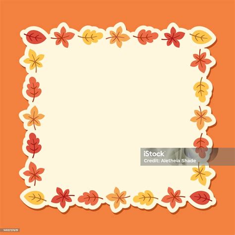 계절 나뭇잎이 있는 가을 사각형 프레임입니다 현대 벡터 그림입니다 할로윈 추수 감사절 테두리 템플릿입니다 0명에 대한 스톡 벡터 아트 및 기타 이미지 Istock