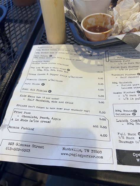 Peg Leg Porker Menu Updated For 2025